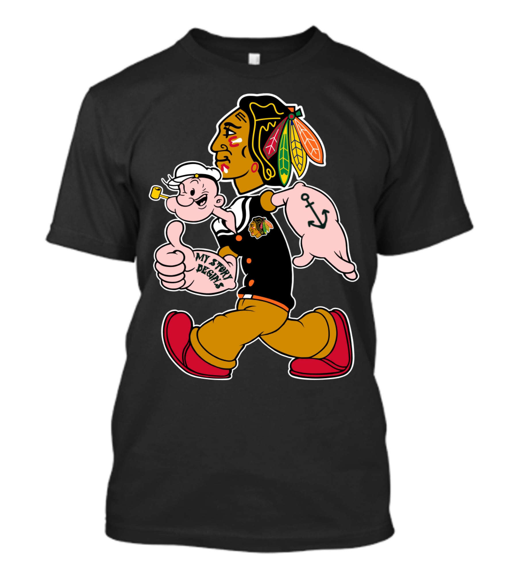 Chicago Blackhawks My Story Begins Popeye Crossover T-Shirt