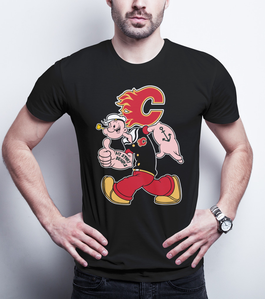 Calgary Flames Popeye My Story Begins Anchor 87 T-Shirt