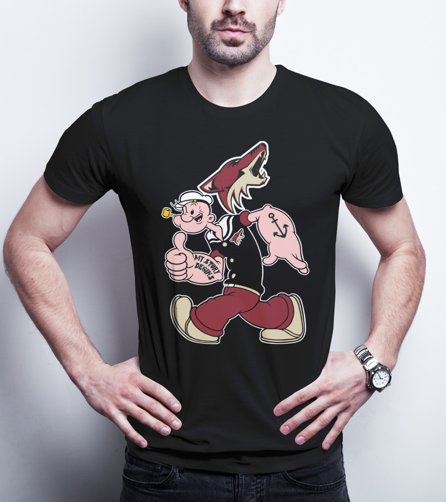 Popeye My Story Design Arizona Coyotes Logo 91 Anchor T-Shirt