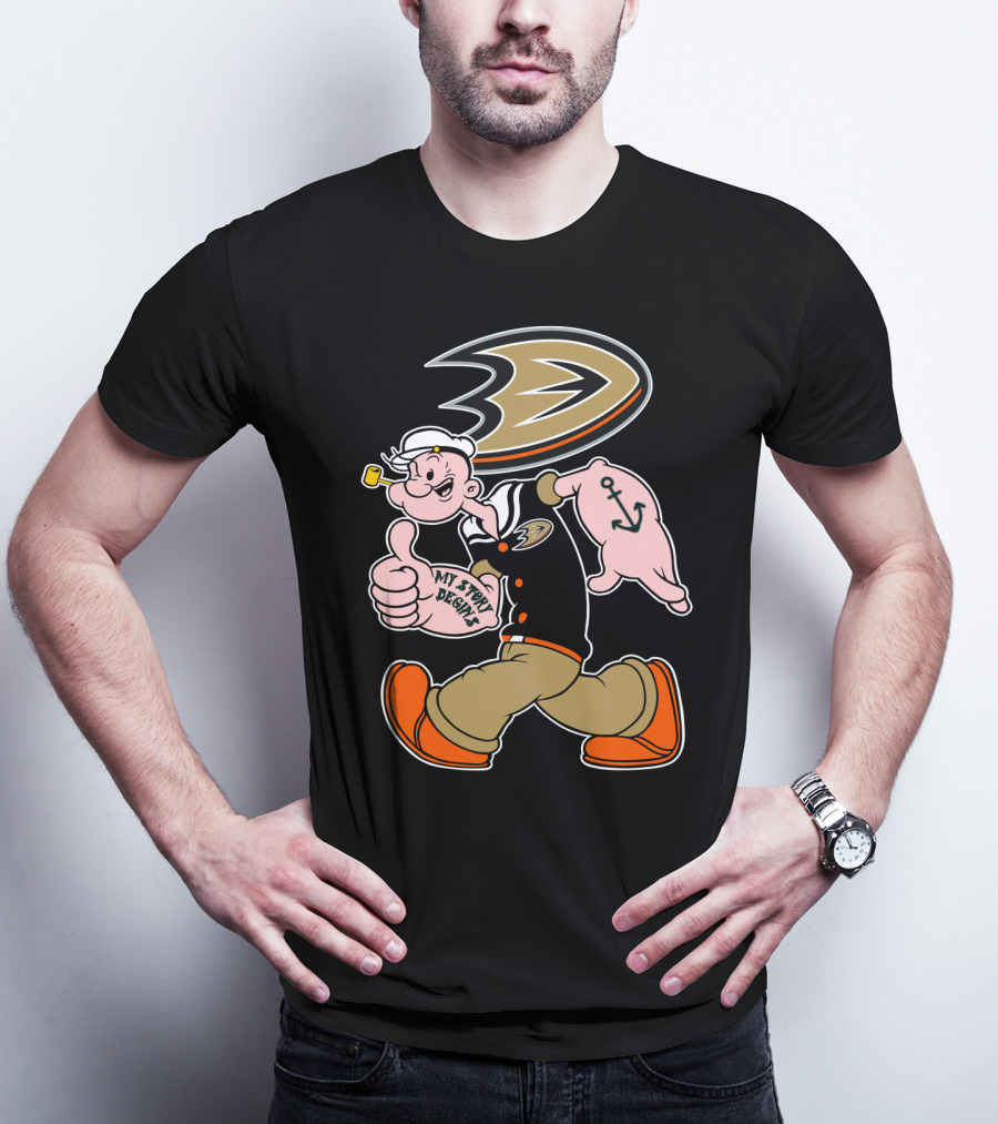 Anaheim Ducks '92 Popeye Crossover With My Story Designs T-Shirt
