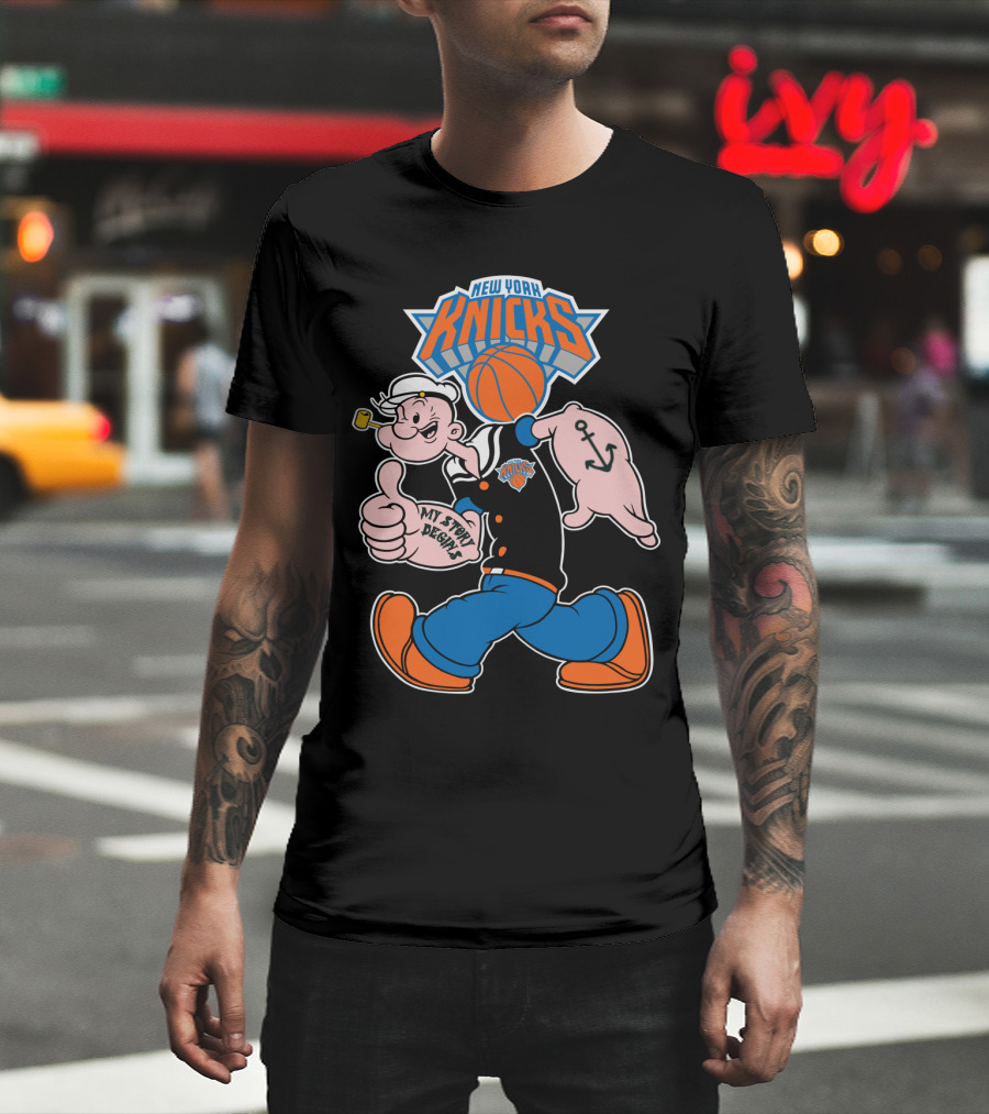 New York Knicks Popeye Cartoon Basketball Collaboration 103 T-Shirt