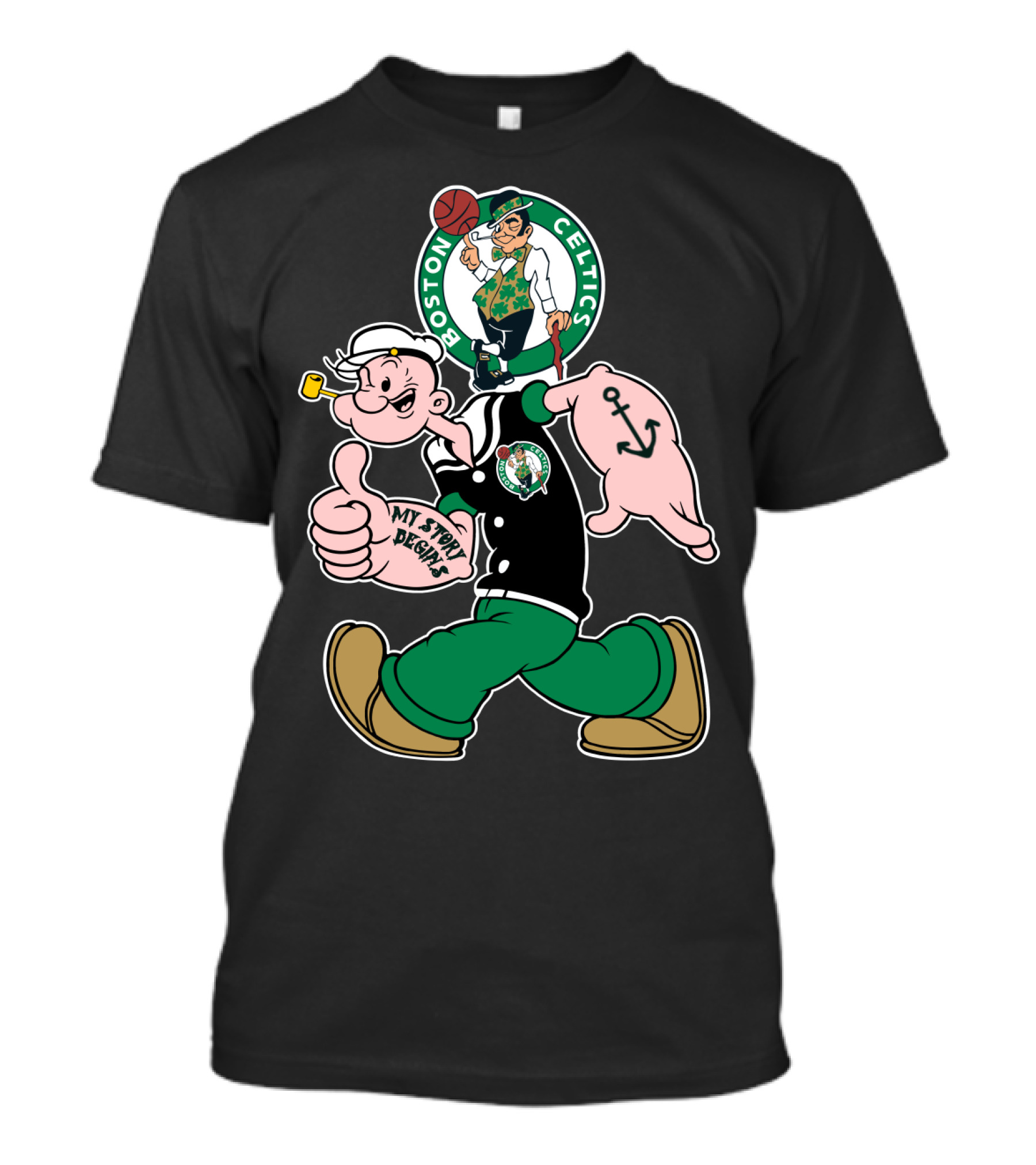 Boston Celtics Popeye My Story Begins T-Shirt
