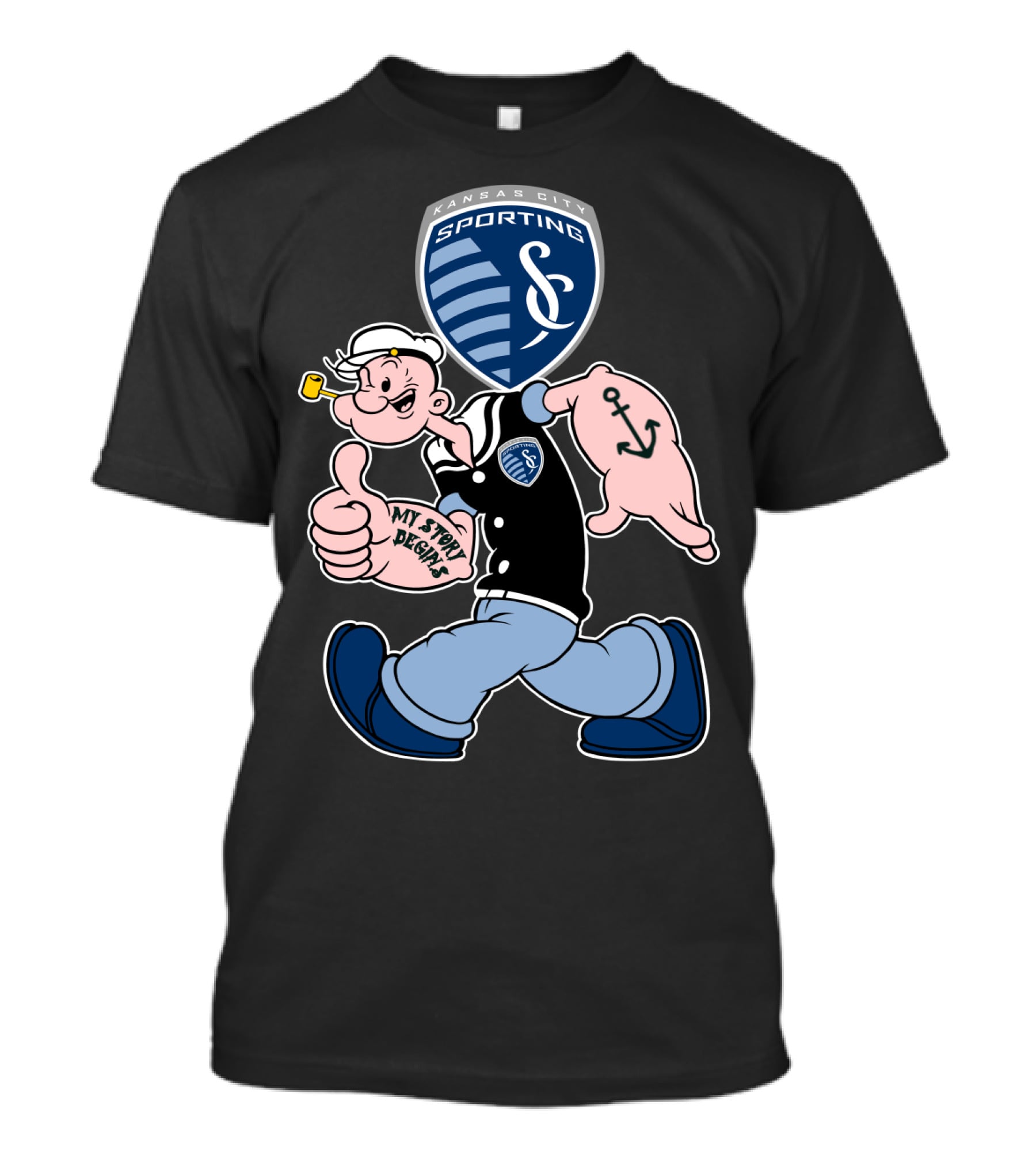 Sporting Kansas City 125 My Story Designs Popeye Style T-Shirt