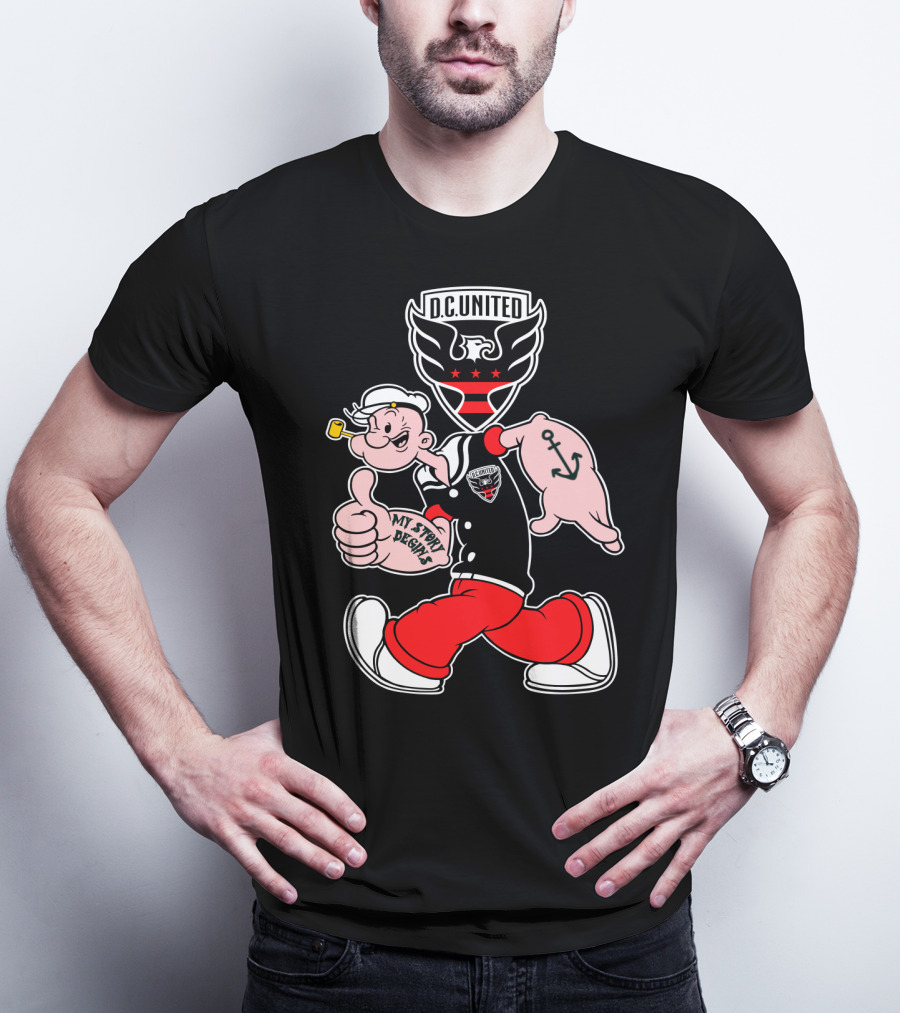 D.c. United My Story Begins Popeye Anchor Tattoo Sporty Style T-Shirt