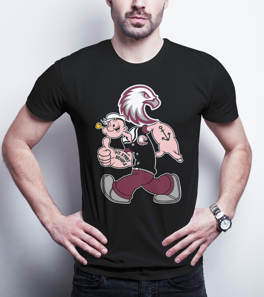Augsburg Auggies My Story Designs Popeye Eagle Anchor T-Shirt