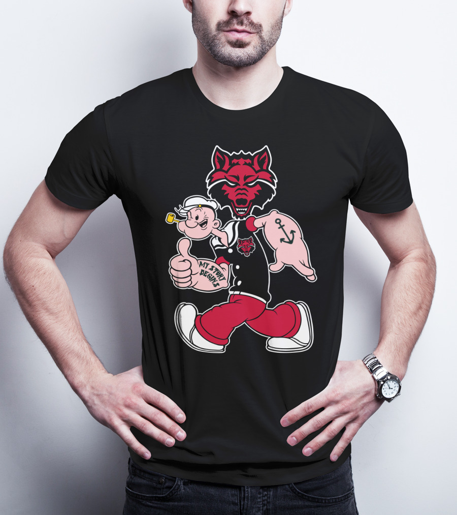 Arkansas State Red Wolves My Story Designs Popeye Anchor T-Shirt