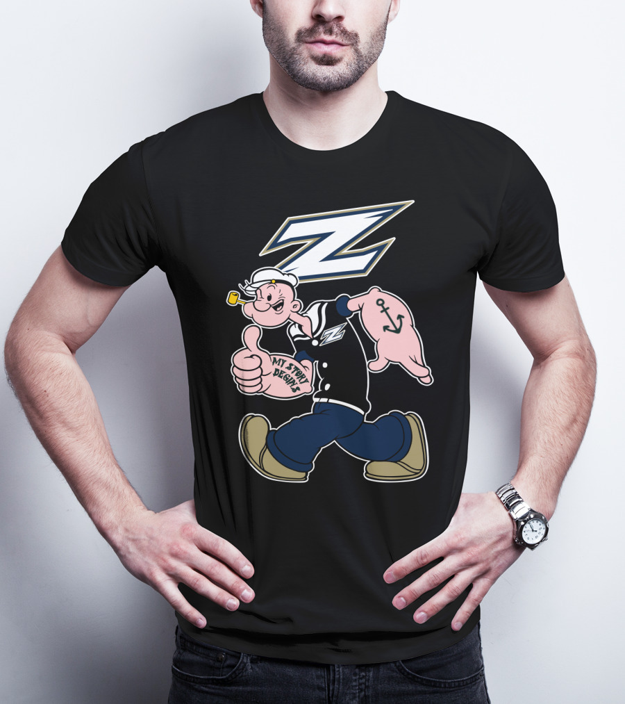 Akron Zips Navy Sailor Character 170 T-Shirt