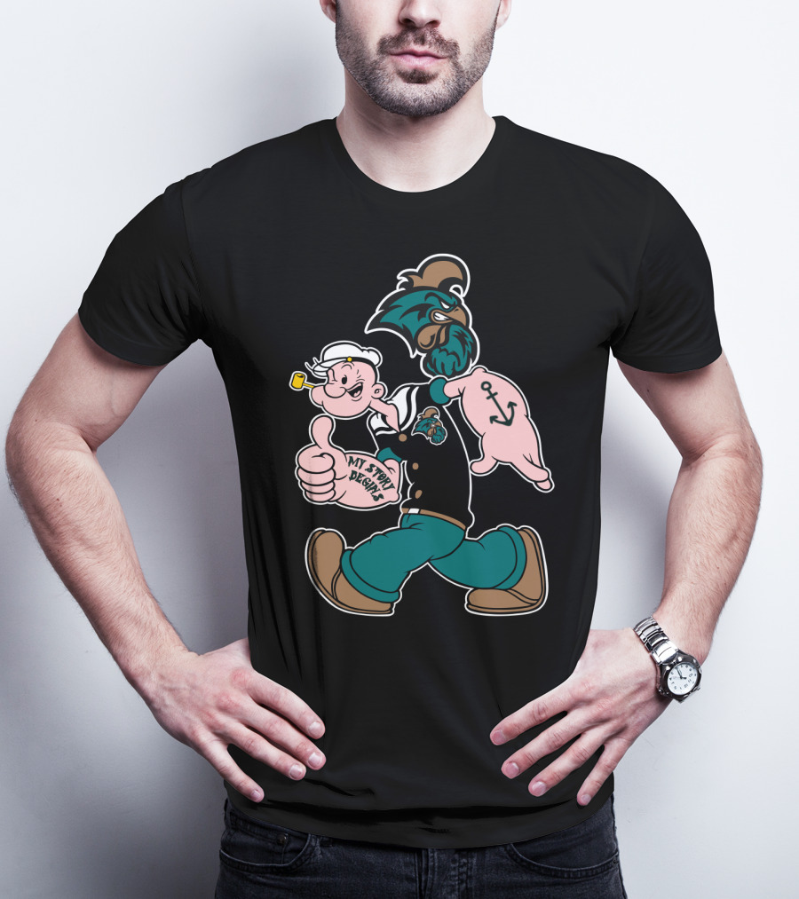 Coastal Carolina Chanticleers My Story Designs Anchor Logo Popeye Theme T-Shirt