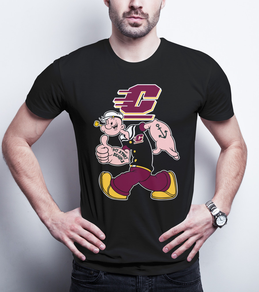 Popeye Thumbs Up My Story Begins Central Michigan Chippewas T-Shirt