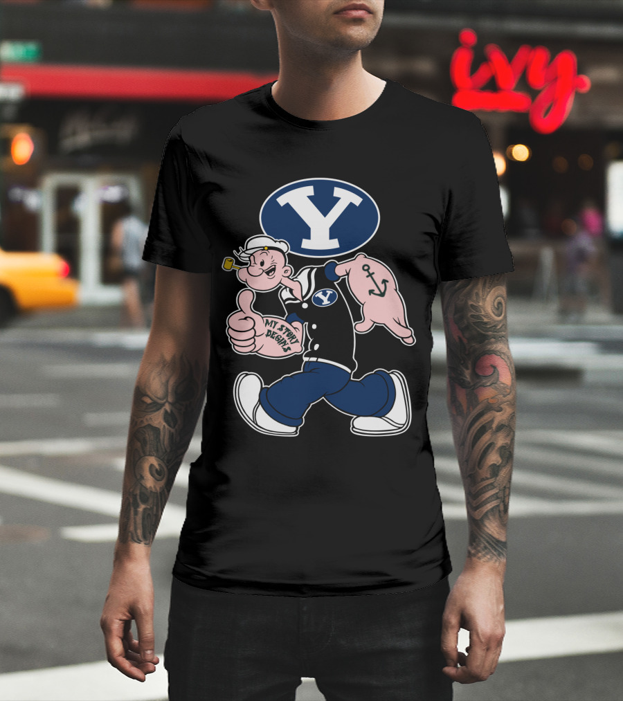 Byu Cougars Y Logo My Story Begins Popeye Sailor Anchor T-Shirt