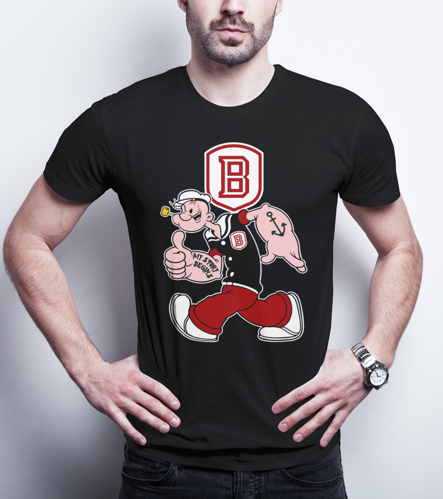 Popeye Thumbs Up Bradley Braves My Story Designs Anchor Tattoo T-Shirt