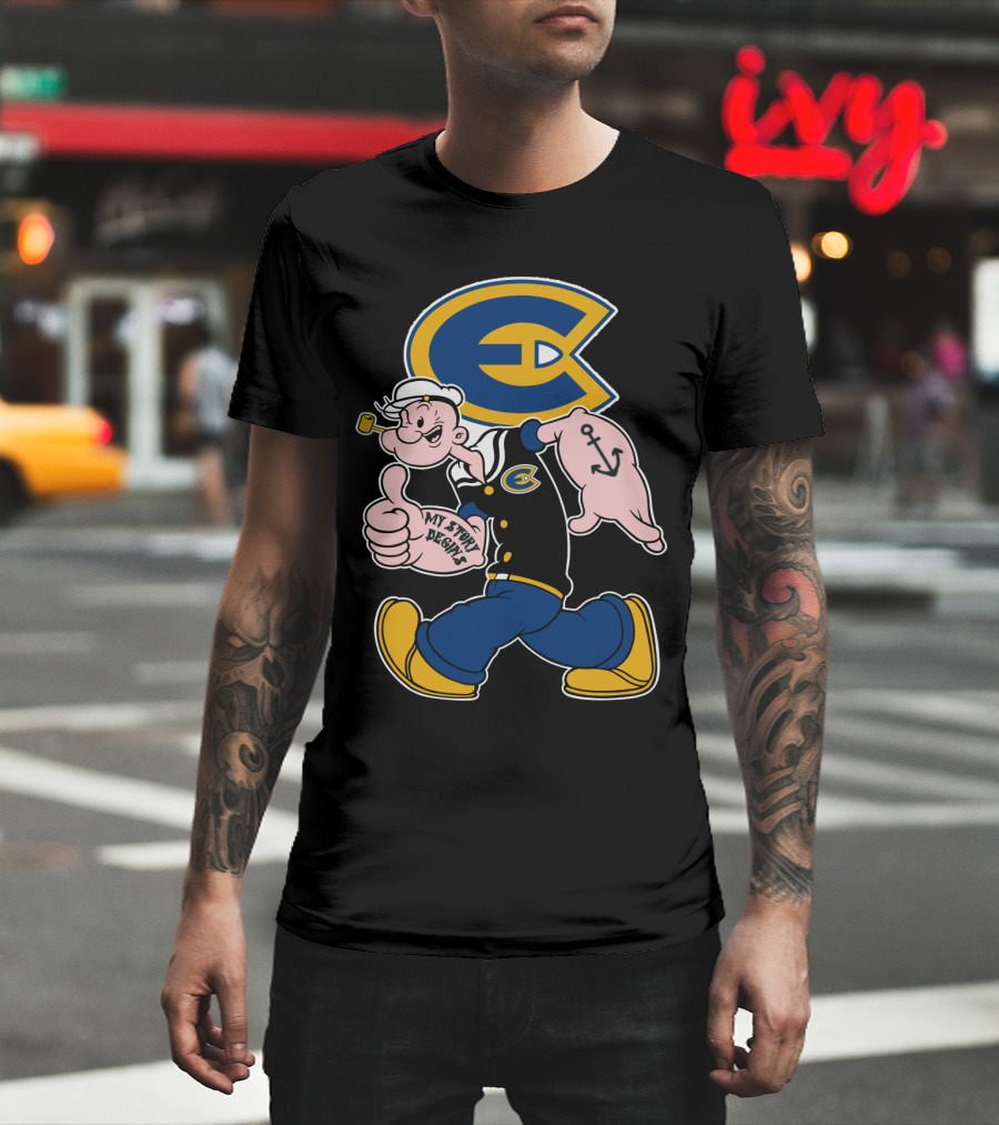 Eau Claire Blugolds Popeye Character With Anchor And Classic Navy Outfit T-Shirt