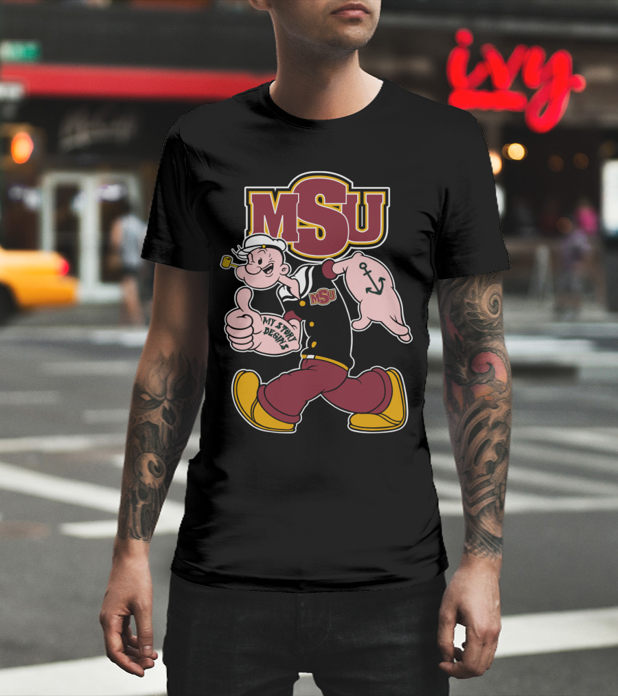 Msu My Story Begins Popeye Sailor Anchor T-Shirt