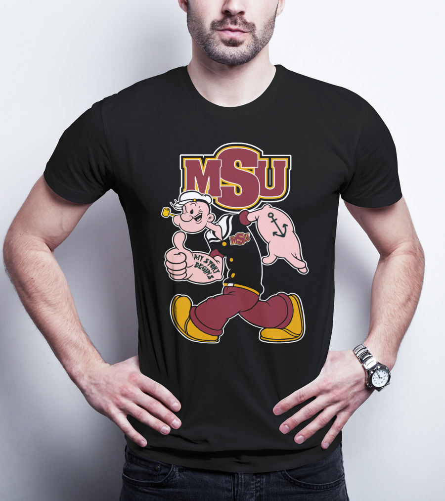 Msu My Story Begins Popeye Sailor Anchor T-Shirt