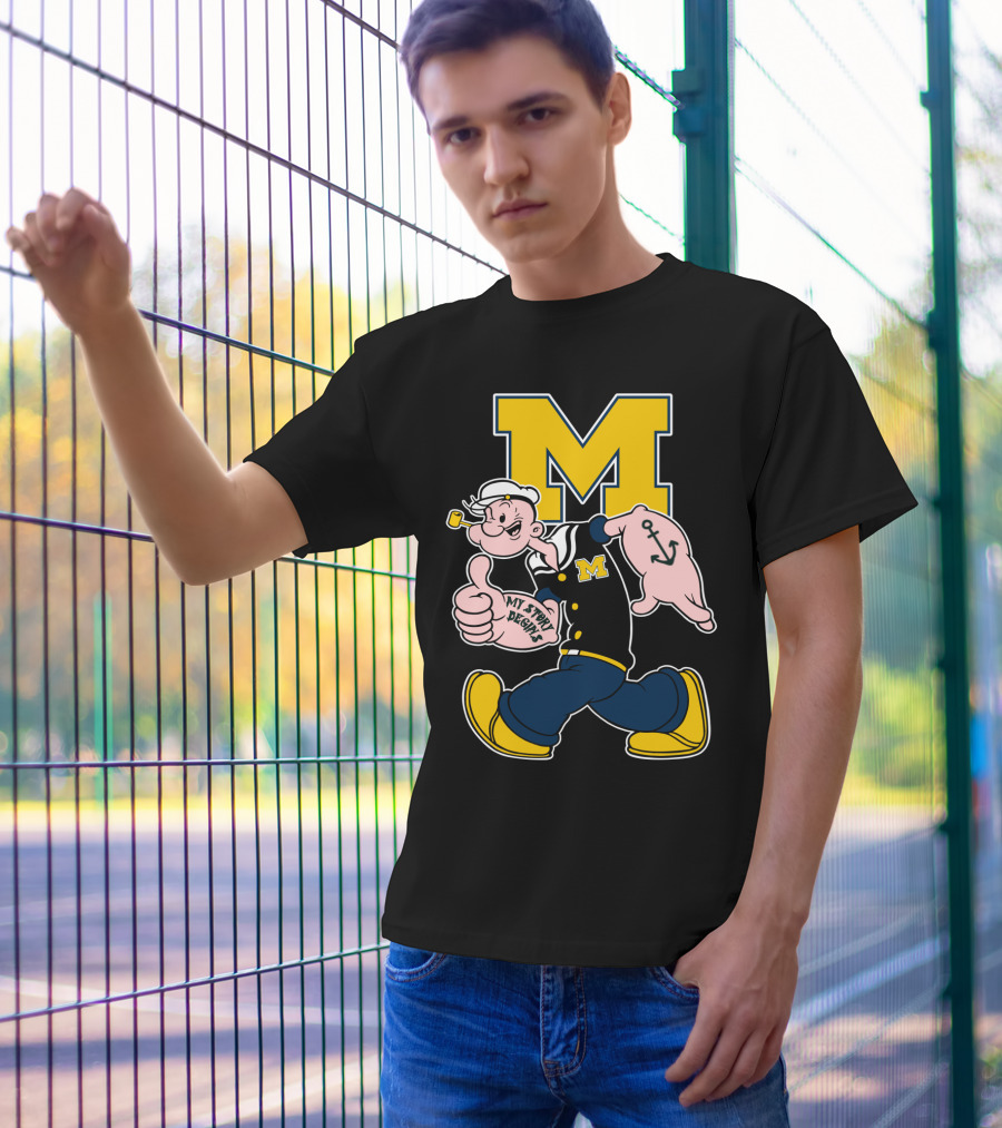 M Michigan Wolverines Popeye My Story Begins T-Shirt