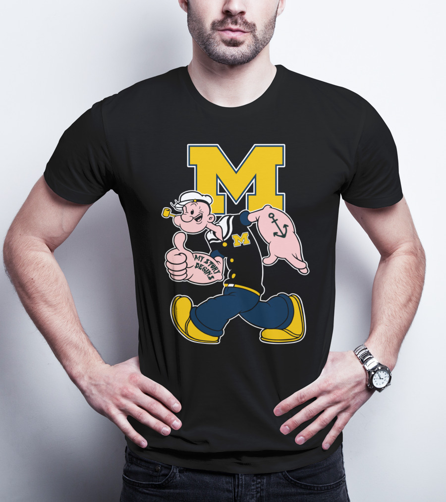 M Michigan Wolverines Popeye My Story Begins T-Shirt