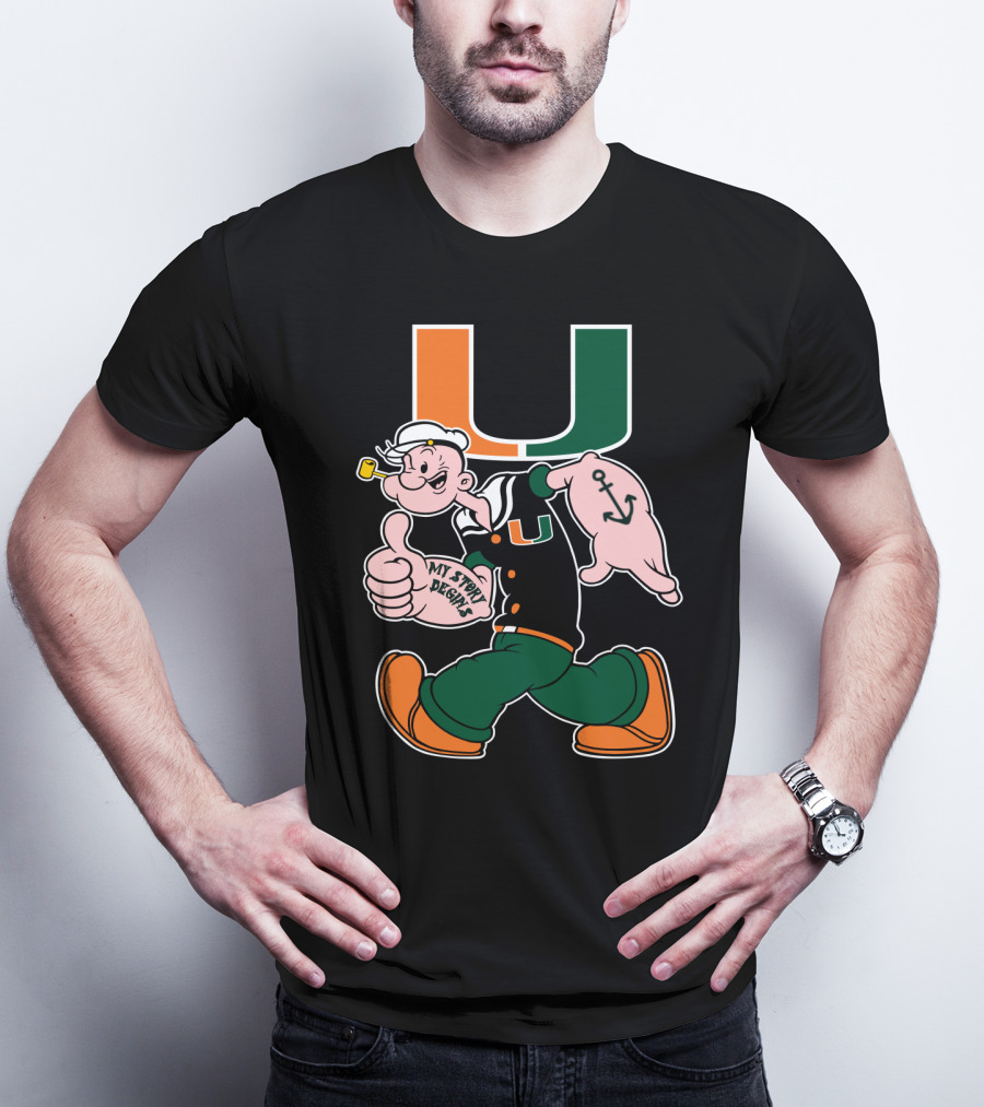 Miami Hurricanes My Story Designs Popeye Anchor T-Shirt