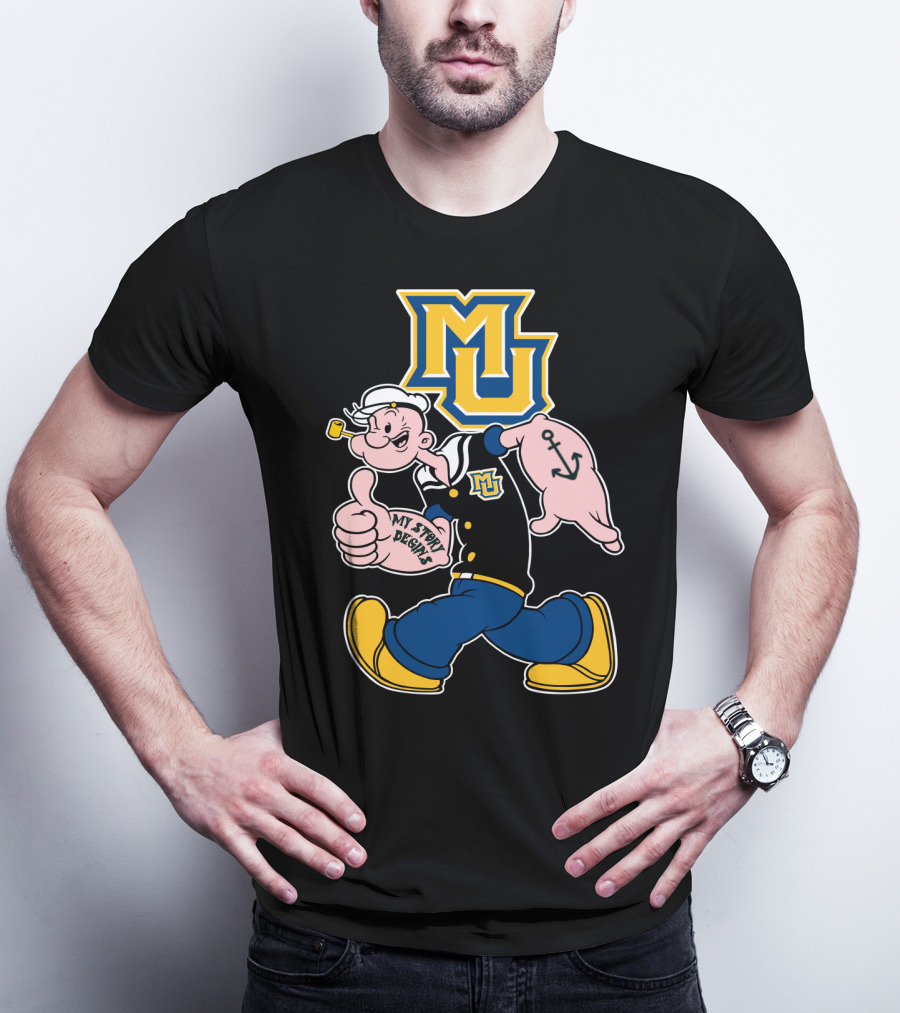 Mu Marquette Golden Eagles My Story Begins Popeye Sailor Character T-Shirt