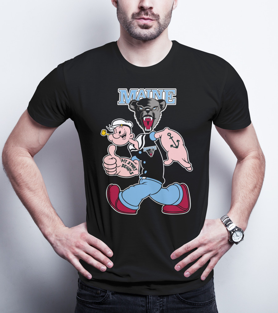 Maine Black Bears My Story Begins Popeye Crossover T-Shirt