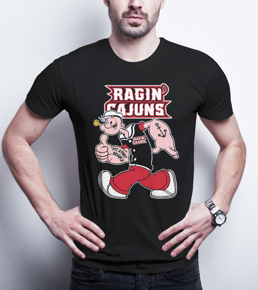 Ragin' Cajuns My Story Begins Character With Anchor Symbol T-Shirt