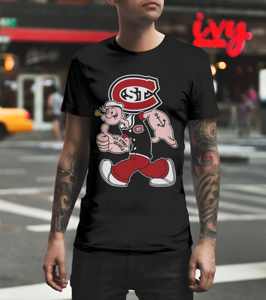 St Cloud State Huskies Scsu Popeye My Story Begins Anchor Tattoo T-Shirt