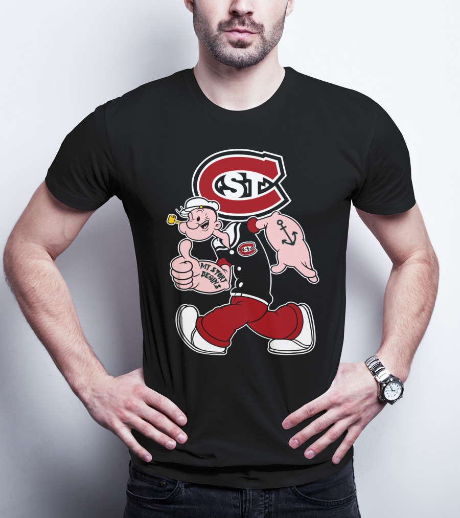 St Cloud State Huskies Scsu Popeye My Story Begins Anchor Tattoo T-Shirt