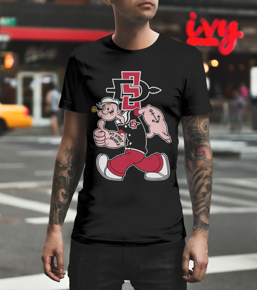 San Diego State Aztecs Popeye My Story Begins Anchor T-Shirt