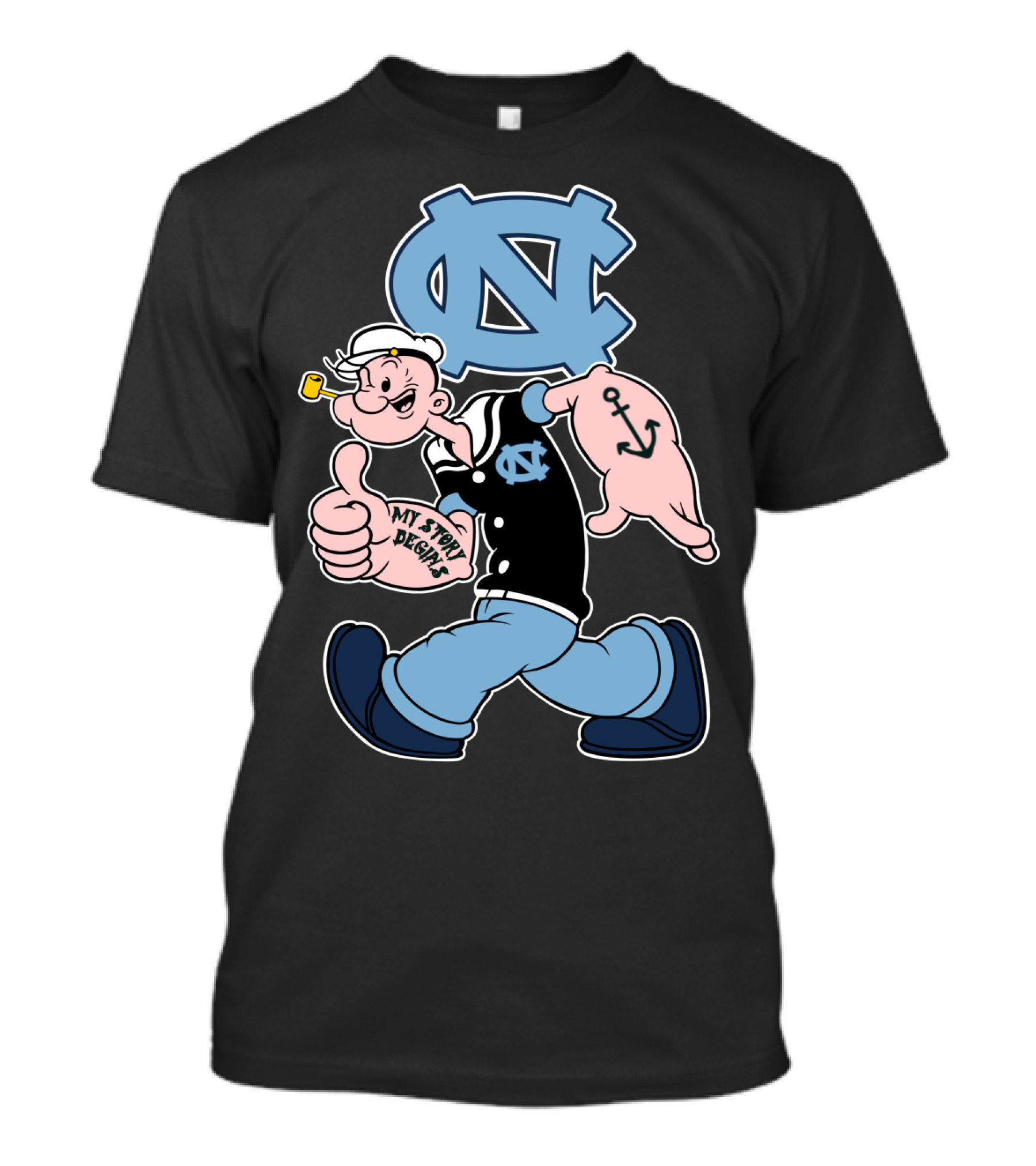 North Carolina Tar Heels Popeye My Story Begins T-Shirt