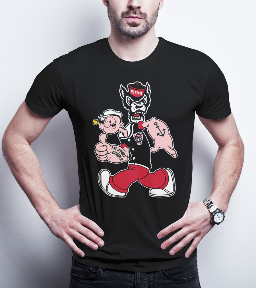 Nc State Wolfpack Popeye Mashup By My Story Designs T-Shirt