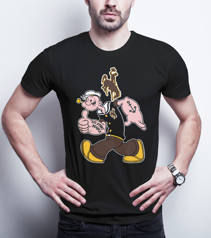 Wyoming Cowboys My Story Designs Popeye Anchor T-Shirt