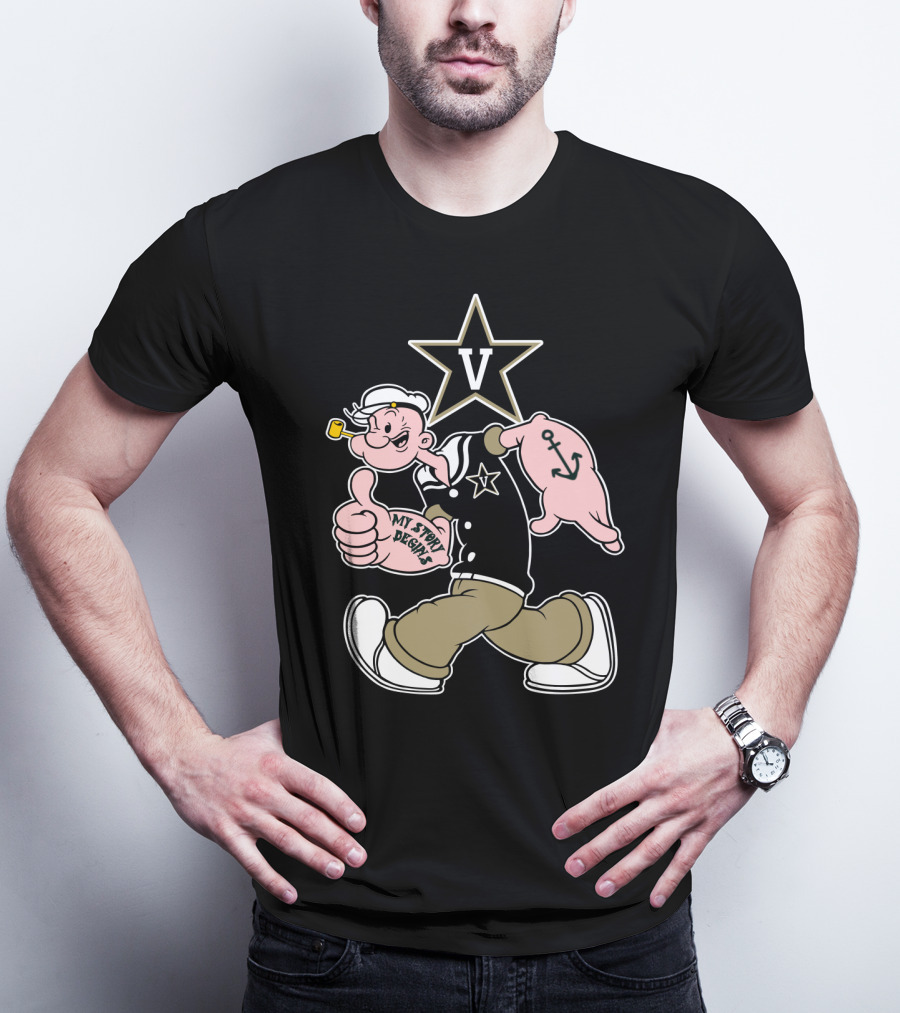Vanderbilt Commodores V Star Popeye My Story Designs T-Shirt