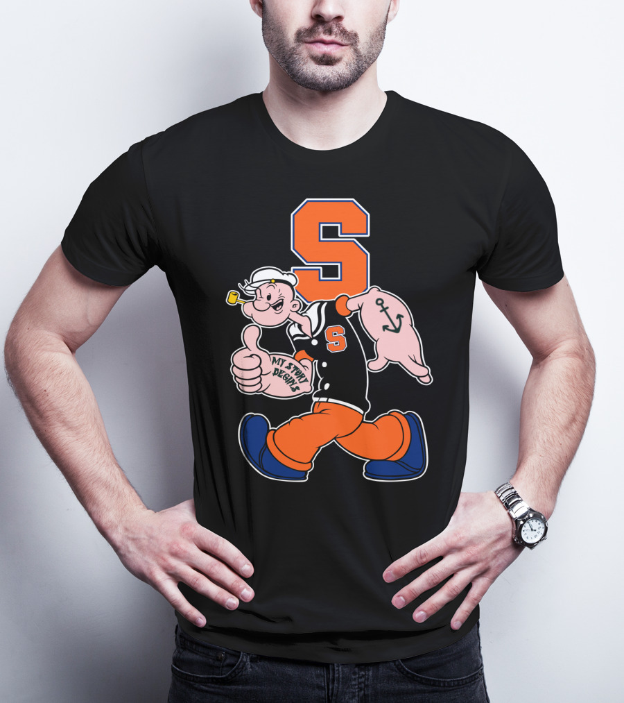 Syracuse Orange Popeye Thumbs Up Anchor Tattoo Walking My Story Designs T-Shirt
