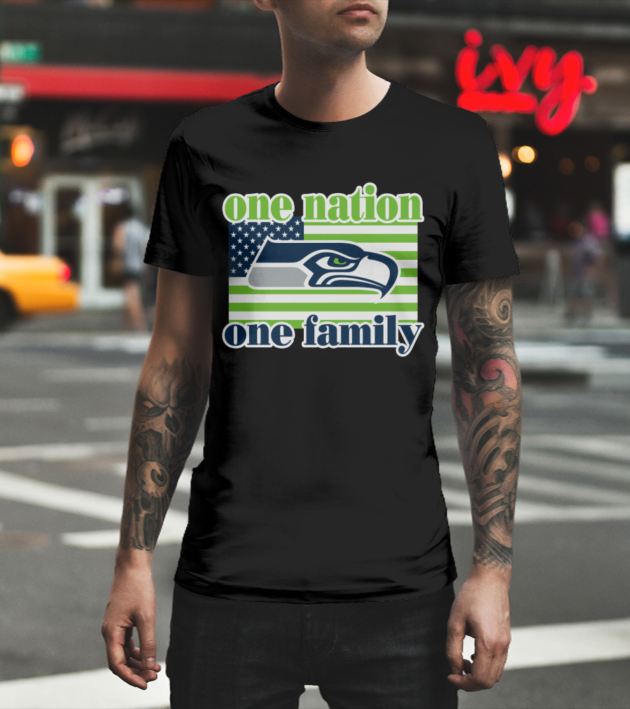 One Nation One Family Seattle Seahawks Flag T-Shirt
