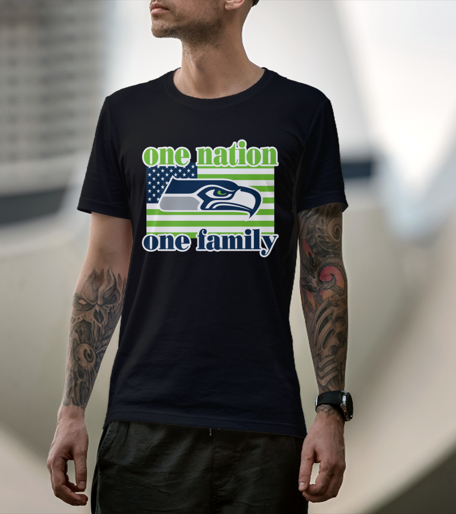 One Nation One Family Seattle Seahawks Flag T-Shirt