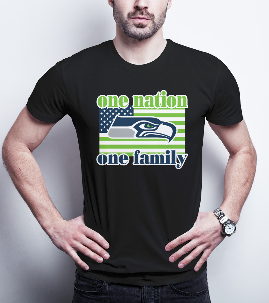 One Nation One Family Seattle Seahawks Flag T-Shirt