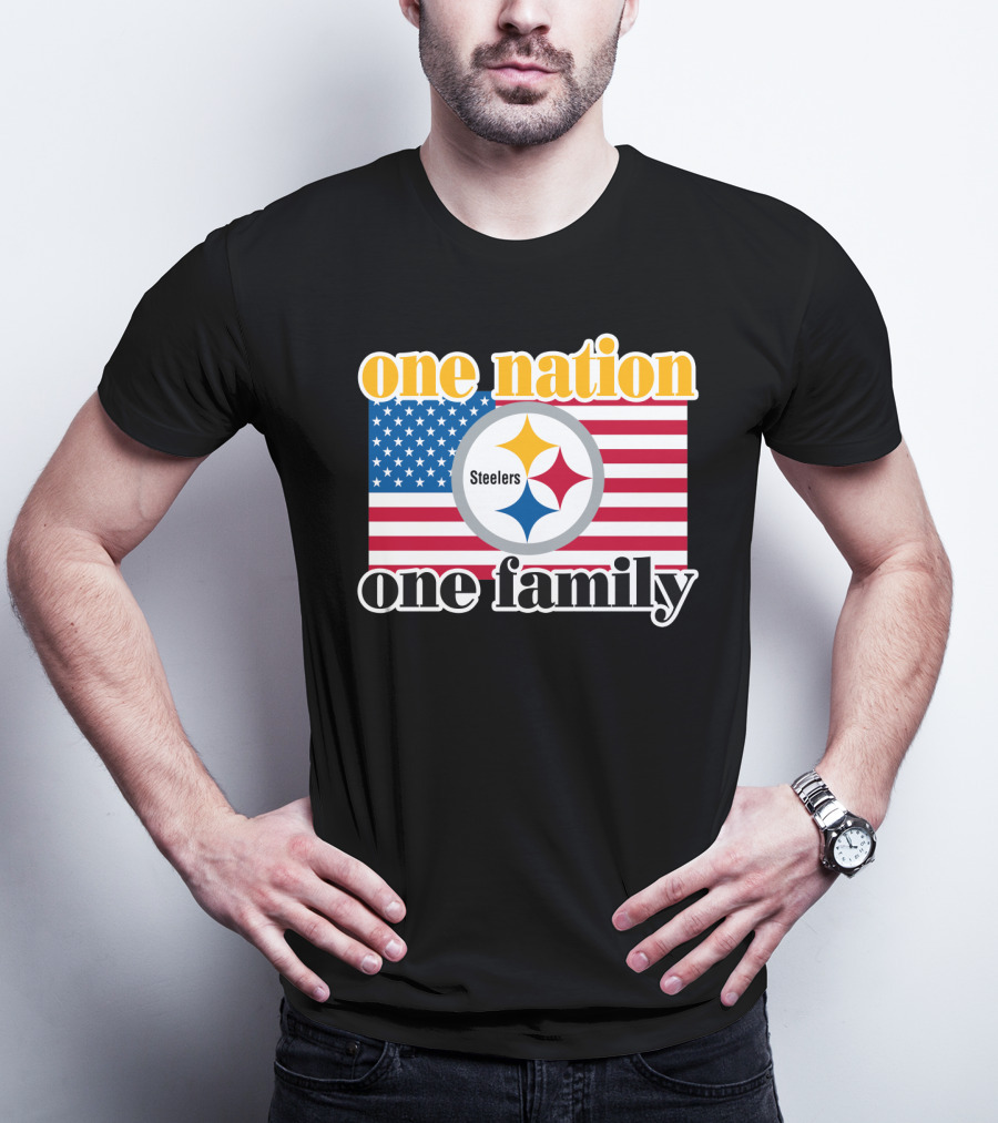 One Nation One Family Steelers American Flag T-Shirt