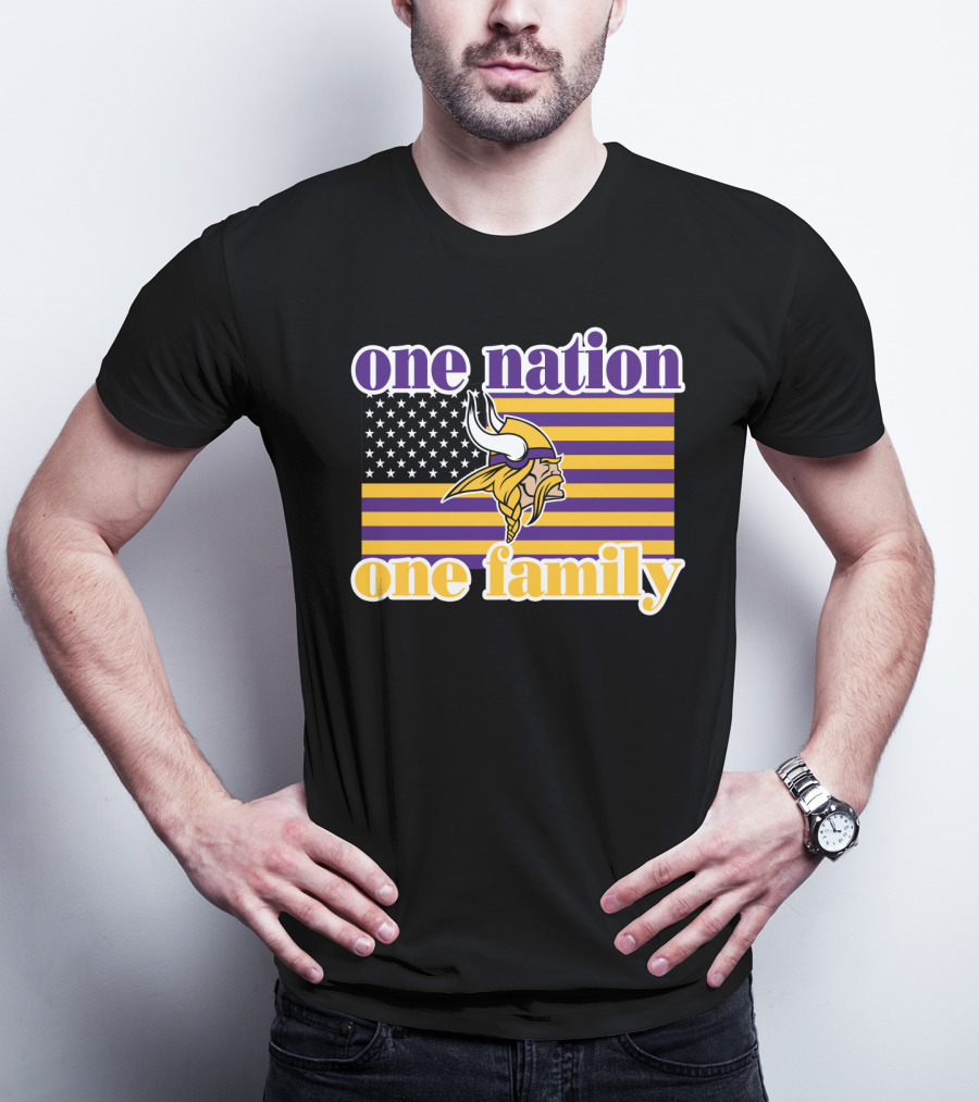 One Nation One Family Minnesota Vikings American Flag T-Shirt