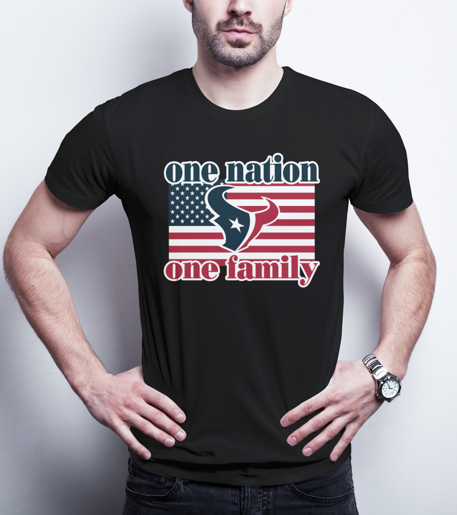 One Nation One Family Houston Texans American Flag T-Shirt