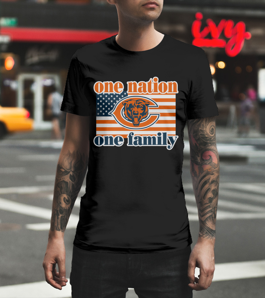 One Nation One Family Chicago Bears American Flag T-Shirt