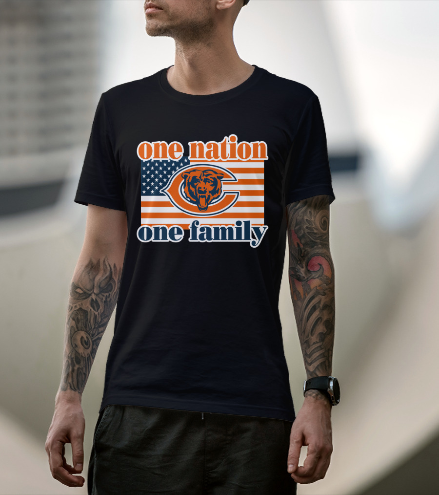 One Nation One Family Chicago Bears American Flag T-Shirt