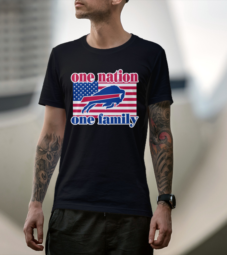 One Nation One Family Buffalo Bills Usa Flag T-Shirt