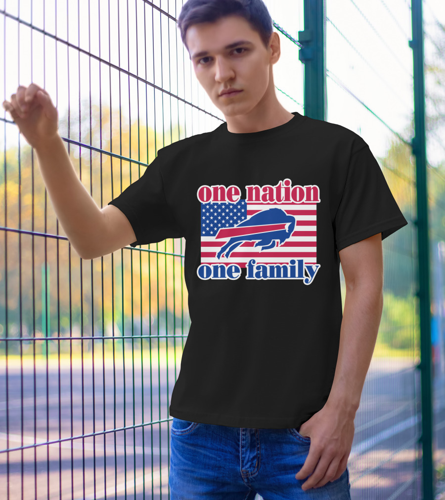 One Nation One Family Buffalo Bills Usa Flag T-Shirt