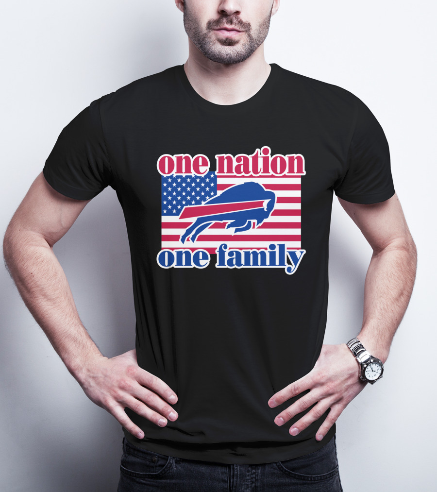 One Nation One Family Buffalo Bills Usa Flag T-Shirt