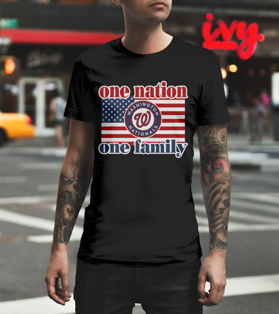 One Nation One Family Washington Nationals Usa Flag T-Shirt