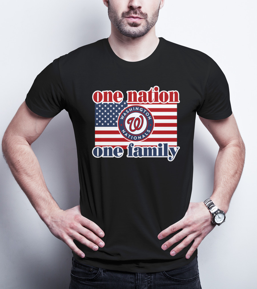 One Nation One Family Washington Nationals Usa Flag T-Shirt