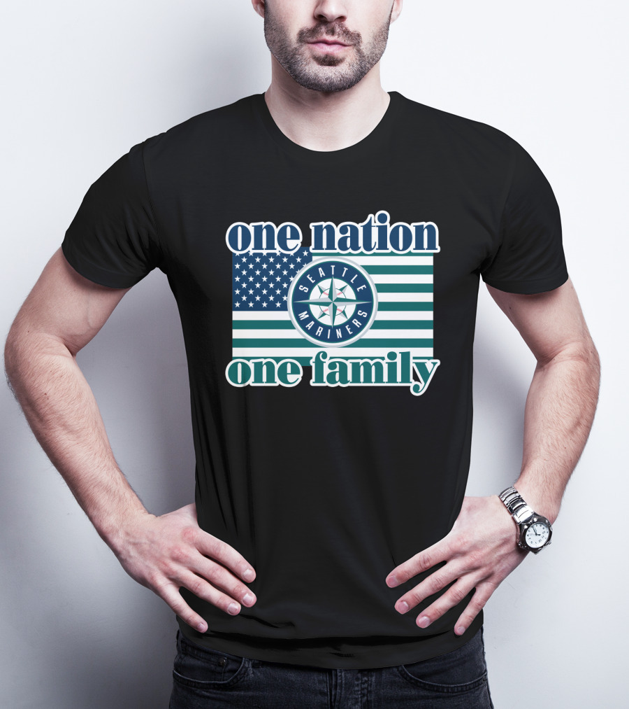 One Nation One Family Seattle Mariners Flag T-Shirt