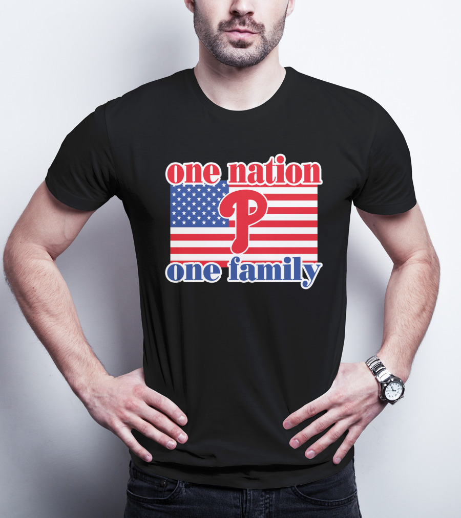 One Nation One Family Phillies American Flag T-Shirt