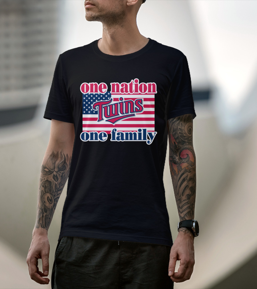 One Nation Twins One Family American Flag T-Shirt