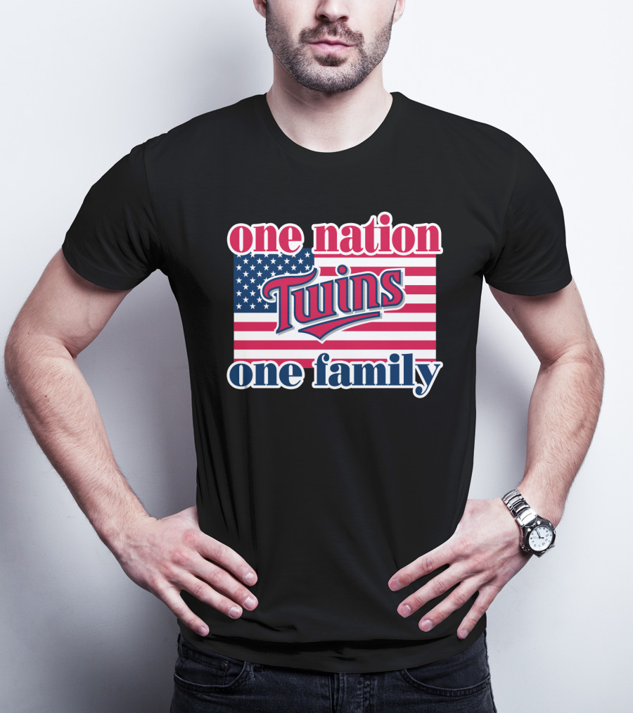 One Nation Twins One Family American Flag T-Shirt