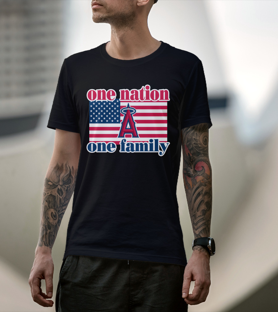 One Nation One Family Los Angeles Angels American Flag T-Shirt